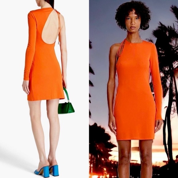 Halston Heritage | Dresses | Nwt Halston 7s One Shoulder Long Sleeve ...